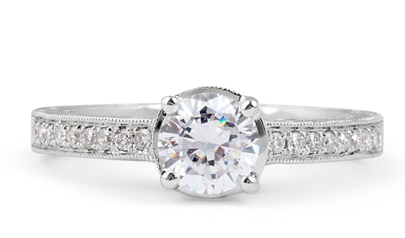 Vintage Style Hand Engraved Diamond Engagement Ring Six Claw Setting I ...