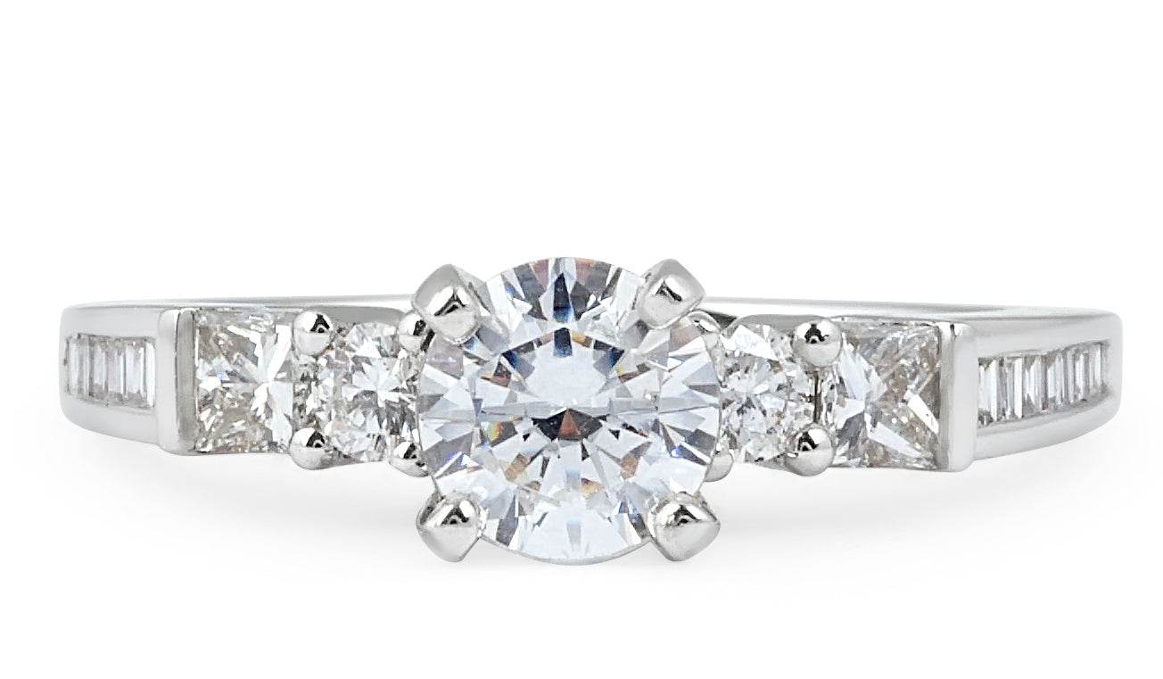5 Stones Diamond Engagement Ring with Channel Setting Side Stones – DG ...