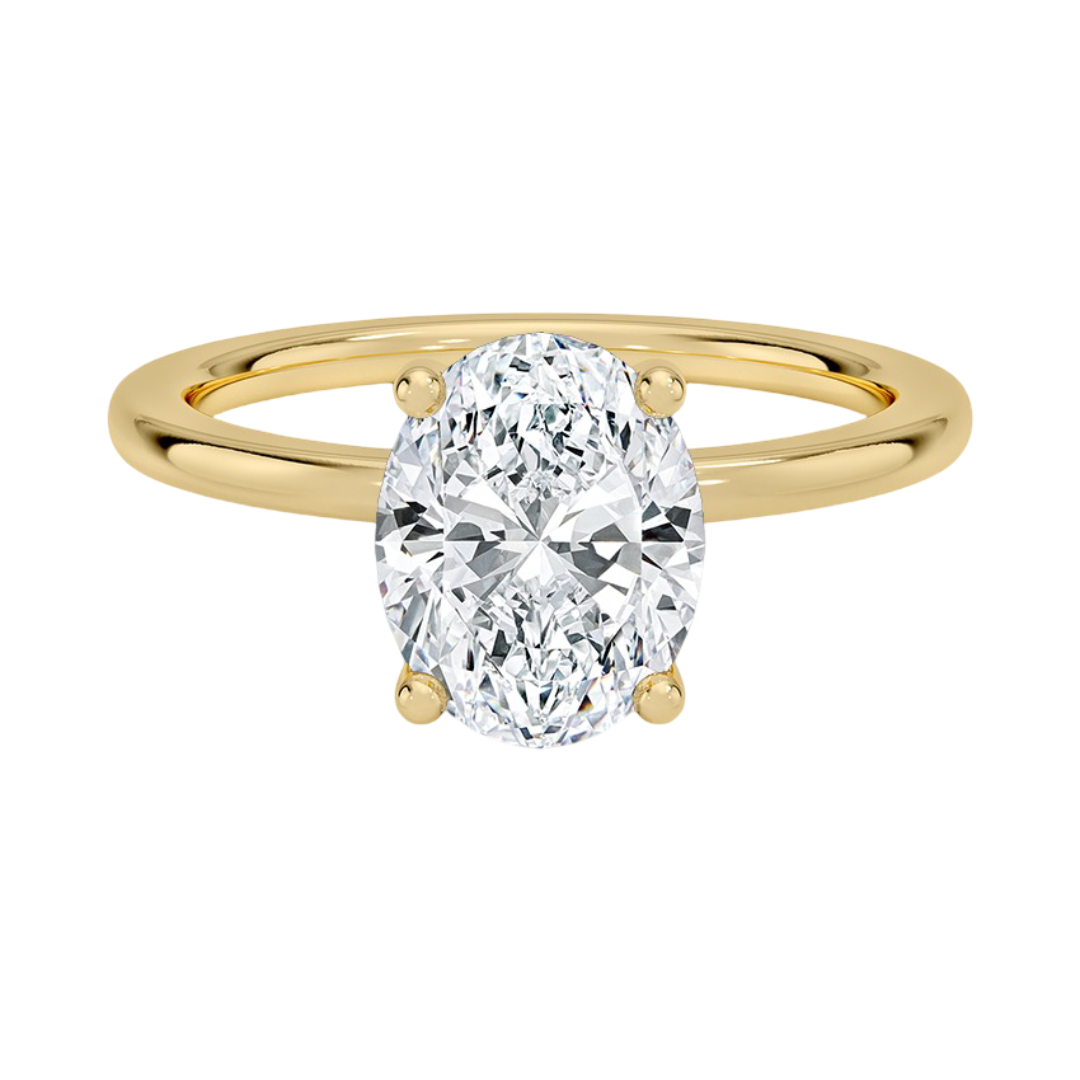 Paula Oval Cut Hidden Halo Four Claw Setting Diamond Engagement Ring ...