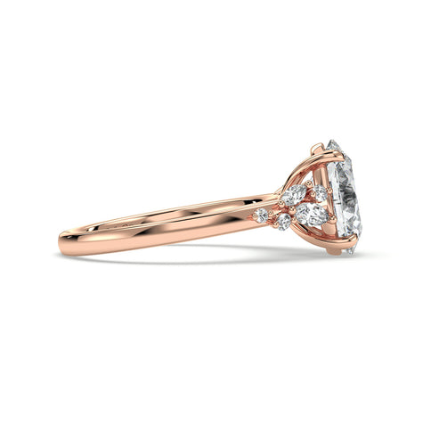 Adalia Oval Cut Cathedral StyleSide Stones Diamond Ring - 18K Rose – DG ...