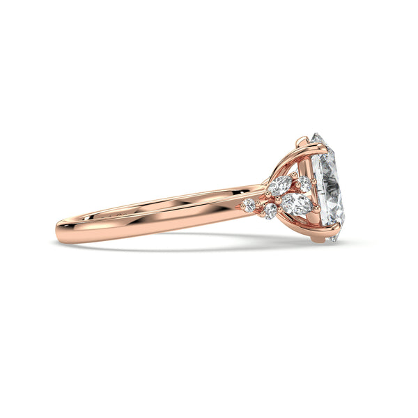 Adalia Oval Cut Cathedral StyleSide Stones Diamond Ring - 18K Rose – DG ...