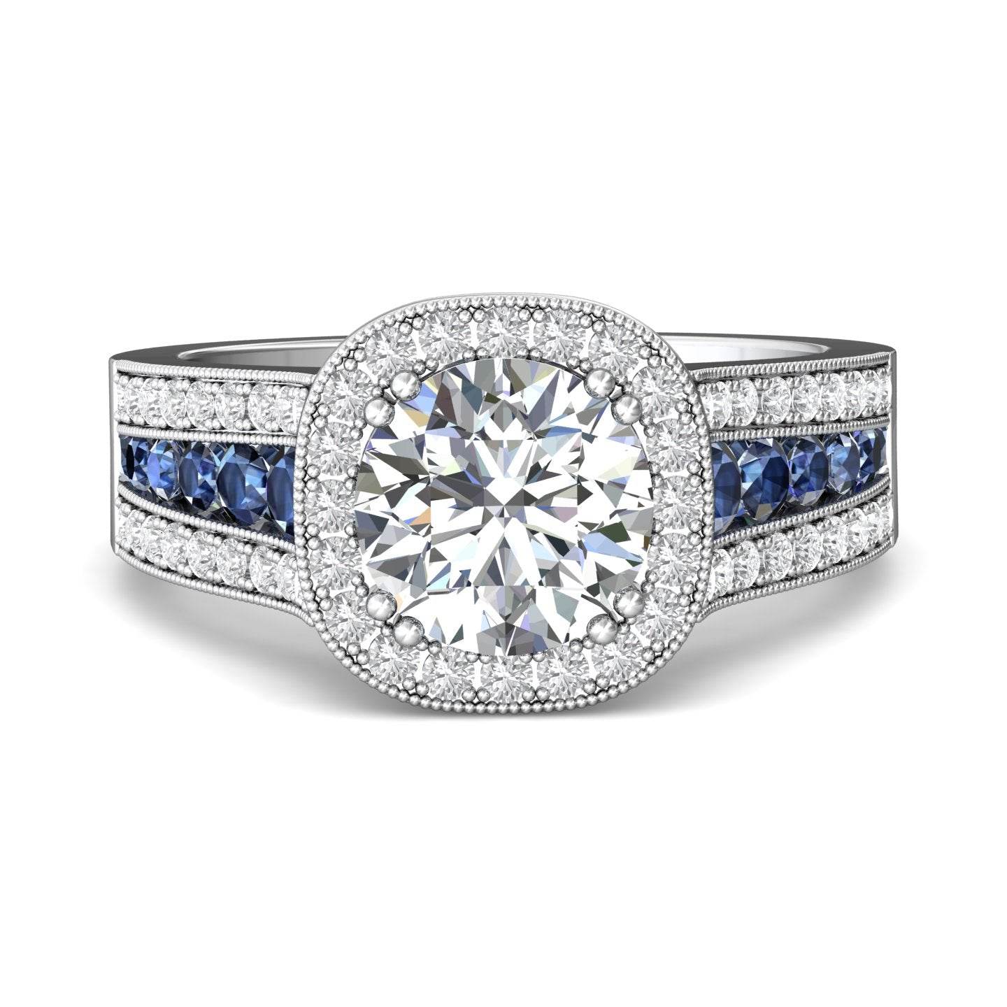 Round Cut Double Claw setting Halo Diamond Engagement Ring – DG & Co ...