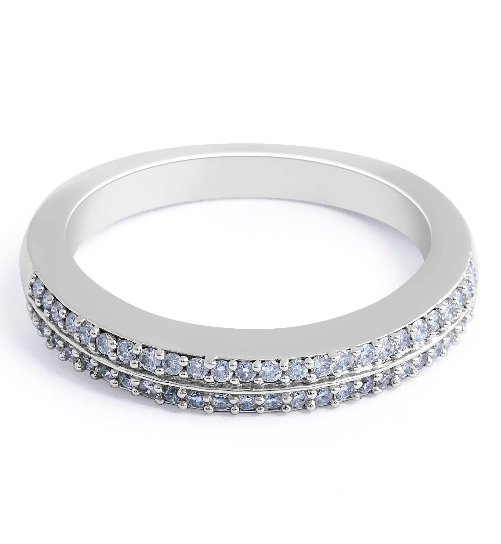 Double Band Diamond Wedding Ring Share Prong Setting In18K White Gold ...