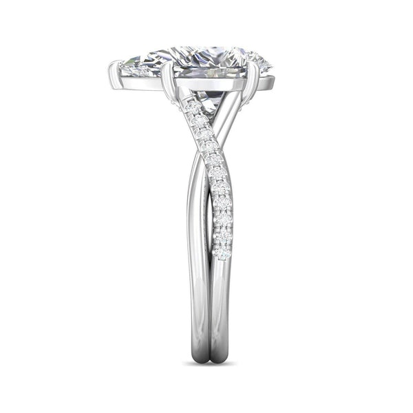 Pear Shape Cross over Double Band Pave Setting Diamond Ring 6 Claw ...