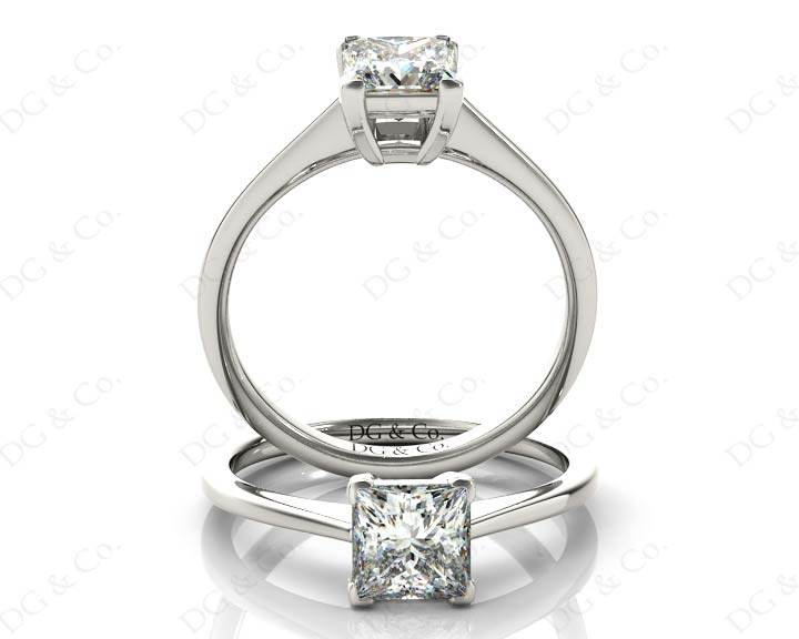Princess Cut Classic Four claws Diamond Engagement Ring - Platinum – DG ...