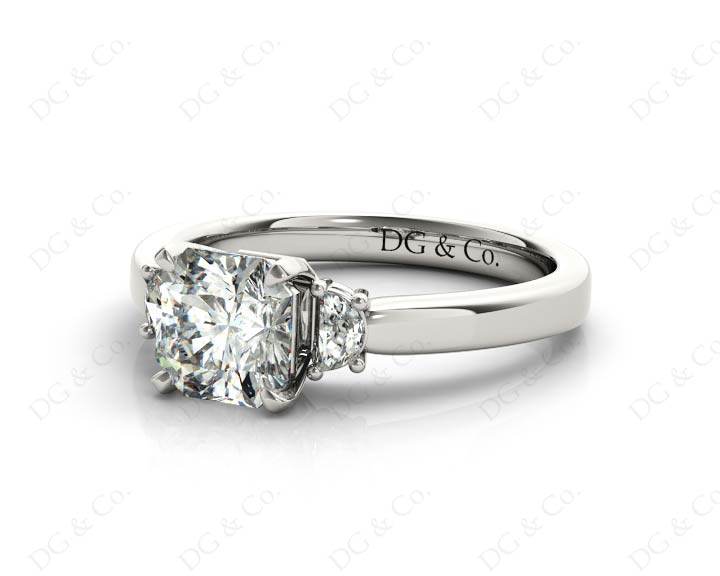 Radiant square cut three stone diamond ring claw set centre stone - Pl ...