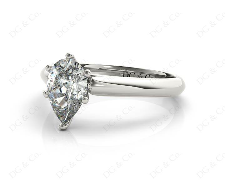 Pear Cut Solitaire Diamond Engagement Ring in six claw setting - 18K W ...