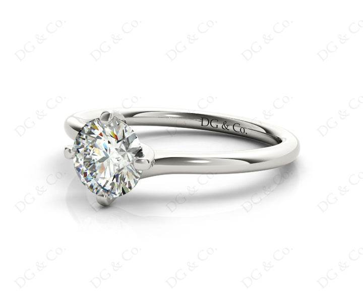 Round Cut Four Claws set Twist Diamond Ring in Platinum – DG & Co ...